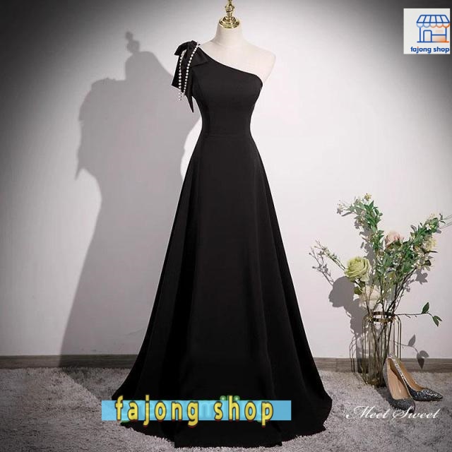 カラードレス ロングドレス パーティードレス ブラック ワンショルダー ウェディングドレス ウエディングドレス 結婚式 二次会 花嫁 前撮り 演奏会 発表会
