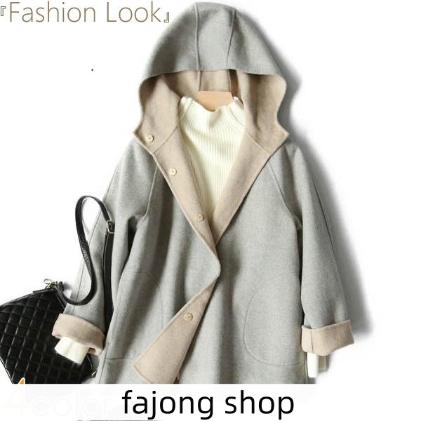 コート ウールコート フード付き ロング丈コート 配色 レディース アウター