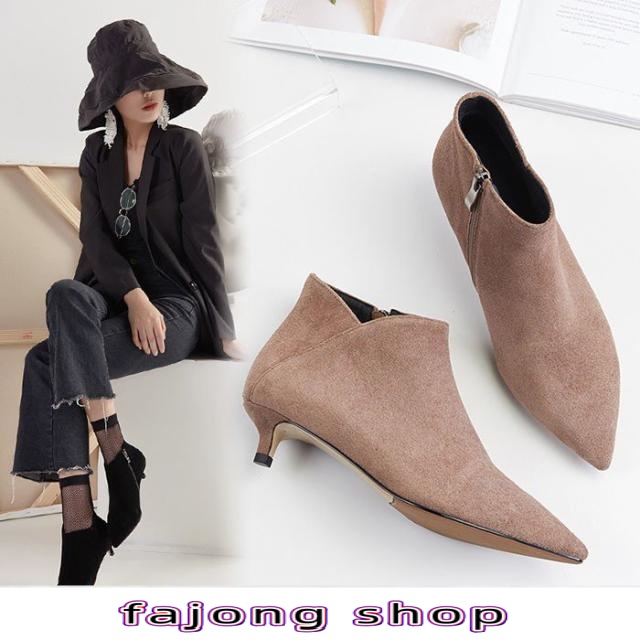 ショートブーツ レディース ローヒール 厚底 シューズ 靴 無地 カジュアルシューズ 美脚 歩きやすい 2018年秋冬新作