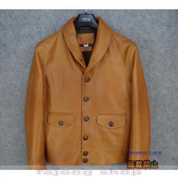 シープスキン 復刻20's A-1タイプ コサックジャケット キャメルブラウン サイズ選択可 株式会社S＆Lタンニンなめし 染料仕上げ オイルレザー ラム 羊革