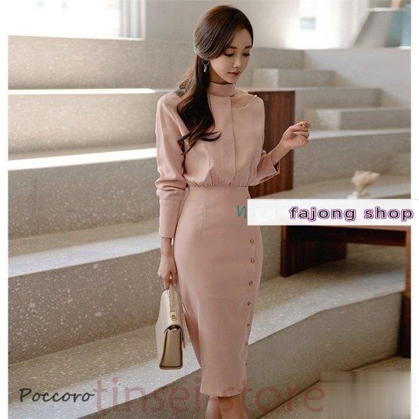 ワンピース レディース きれいめ ひざ丈 秋 冬 結婚式 ドレス タイトワンピース 大きいサイズ 長袖 キャバ フォーマル 通勤 OL 20代 30代 40代