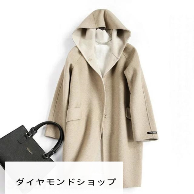 レディースコート ウールコート フード付き ミディアム丈 ウールジャケット ウール90％ オフィスカジュアル アウター レディースファッション フォマールジャケット リッチ 新品入荷