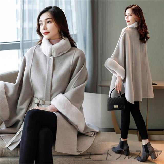 ポンチョコート レディース コート ポンチョ マント ケープ ムートンコート ラシャ アウター ラシャコート 大きいサイズ 体型カバー 秋 冬 防寒 通勤 ゆったり