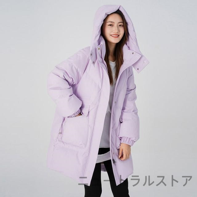 ロングダウンコート ロングコート レディース 秋 冬 アウター ダウン ダウンコート ロング きれいめ 大きいサイズ ダウンジャケット フード付き 軽量 厚手 冬服 暖かい 防寒 前開き 着痩せ ゆったり 韓国ファッション 可愛い カジュアル 学生 通学 通勤 コート