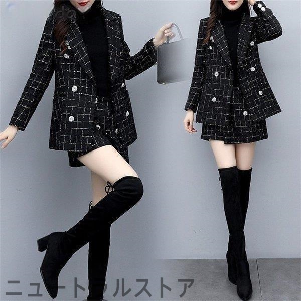 セットアップ レディース テーラードジャケット パンツパンツ 2点セット上下セット ジャケット コートアウター ラシャ 秋冬 ショートアパンツ 通勤 フォーマル