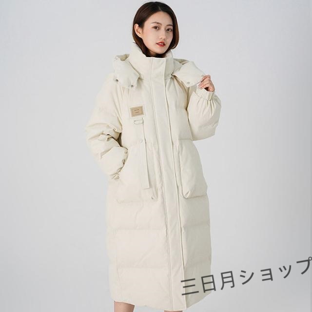 ダウンコート レディース ロング ダウンジャケット ロングコート 秋 冬 ダウン アウター きれいめ 大きいサイズ フード付き 軽量 厚手 冬服 黒 白 暖かい 防寒 前開き 着痩せ ゆったり 韓国ファッション 可愛い カジュアル 学生 通学 通勤 コート