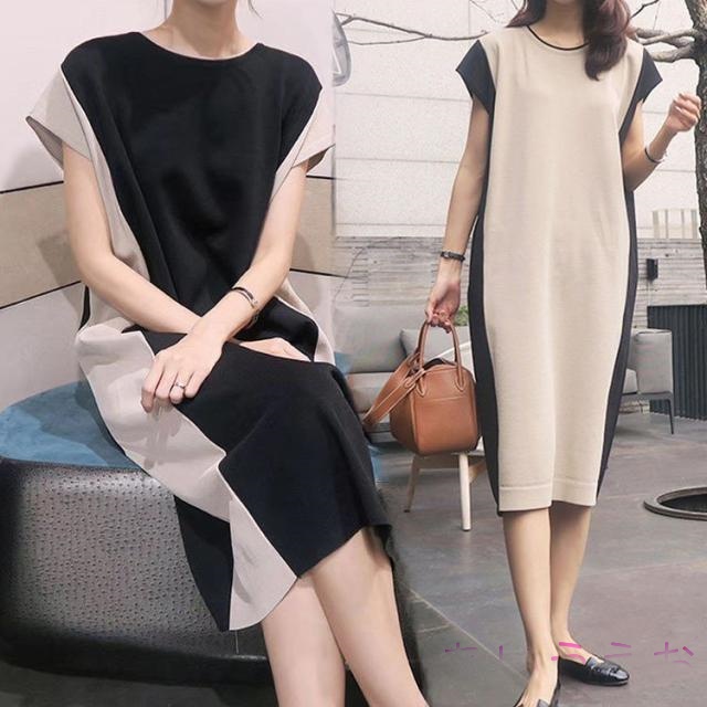 ワンピース レディース 40代 春夏 半袖 配色 ロング丈ワンピース きれいめ レースワンピース 通勤ワンピース オシャレ 結婚式ドレス 着痩せ