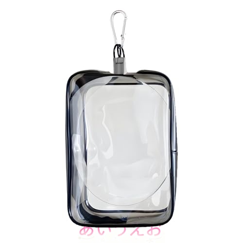 ぬいぐるみ ポーチ 痛バック ぬいポーチ クリアポーチ 両面透明 防塵 収納バッグ PVC キーホルダー付ケース バッグ  (ブラック M)