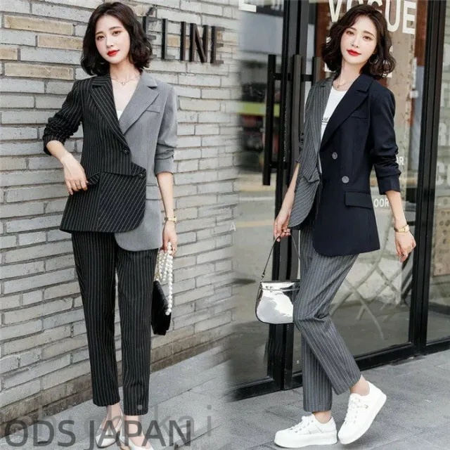 セットアップ レディース スーツパンツ スーツジャケット 2点セット 切り替え 不規則 お洒落 通勤 入学式 卒業式 セレモニー 母 オフィス 秋 ホワイトデー
