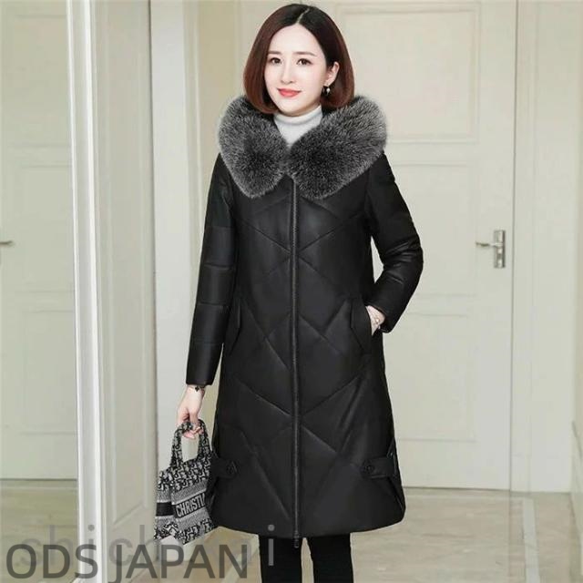 レザーコート ロング ダウンコート ラムレザーコート 本革 ダウン 羊革コート レディースアウター レディースコート ロングダウンジャケット 冬防寒 アウター ホワイトデー
