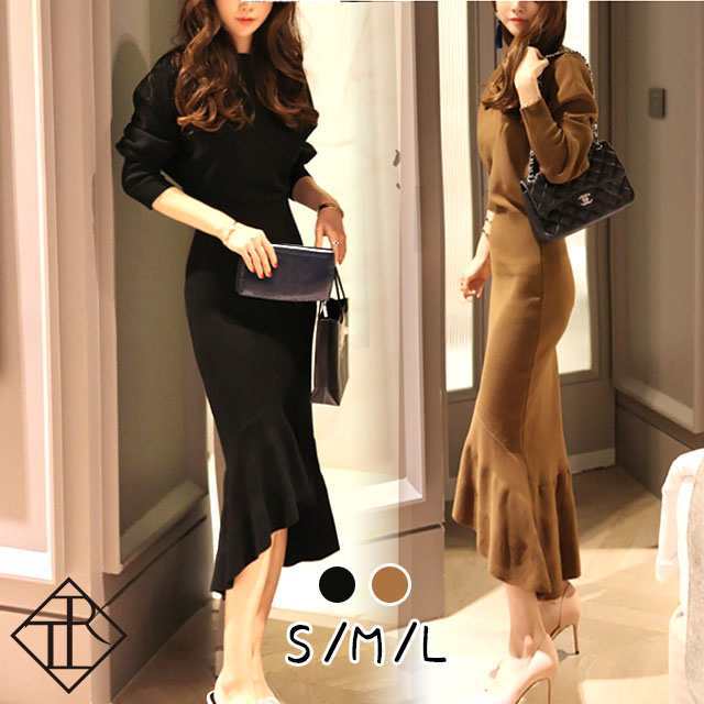 ワンピース レディース ニットワンピース 秋冬 ロングワンピース 長袖 秋 ニット ワンピース 大きいサイズ ワンピース ひざ丈 大人可愛い 可愛い かわいい おしゃれ 綺麗 きれい キレイめ 清楚 パーティーワンピ マーメイド お