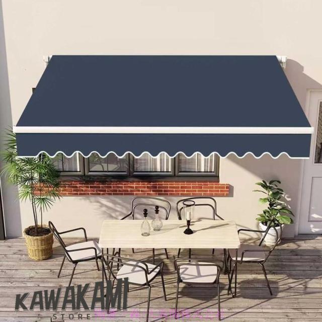 手動ひさしオーニングテント、防水およびUV 伸縮式 オーニングテント 、 壁際 2/3/4/5M アウトドアオーニング、アルミ合金 庭の日よけ格納式キャノピーオーニン