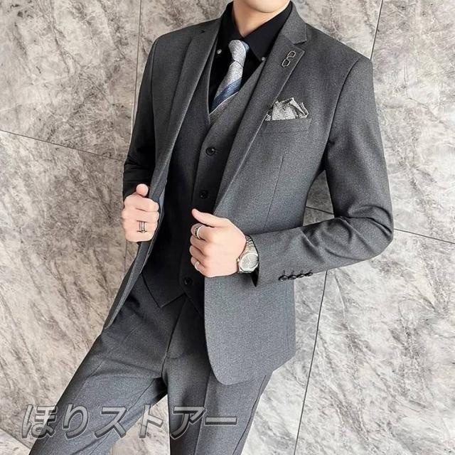 M-6XL スリーピーススーツ メンズ 無地 メンズスーツ おしゃれスーツ セットアップ スーツベスト ベスト セット ビジネススーツ カジュアル スタイリッシュ 大きいサイズ 3点セット フォーマル スーツ お洒落