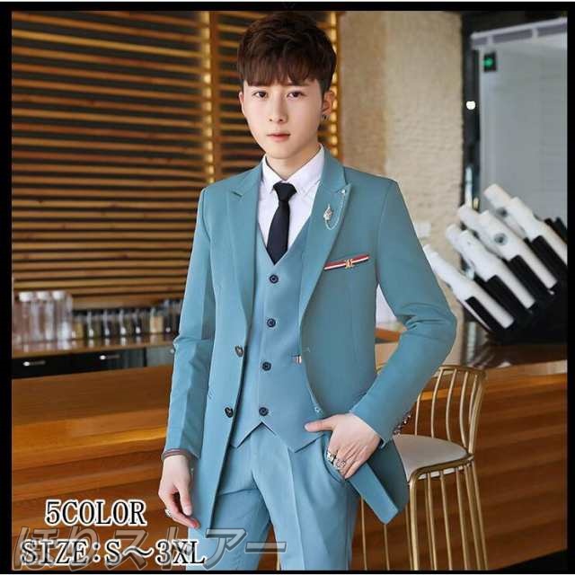 タキシードスーツ カッコイイ ロング丈 2つボタンスーツ 3ピーススーツ セットアップ フォーマル メンズスーツ 二次会 成人式 就職活動 結婚式 ビジネススーツ