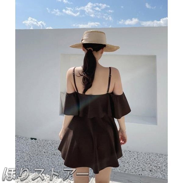 水着 2way オールフリルブラウンワンピース 水着 その他水着
