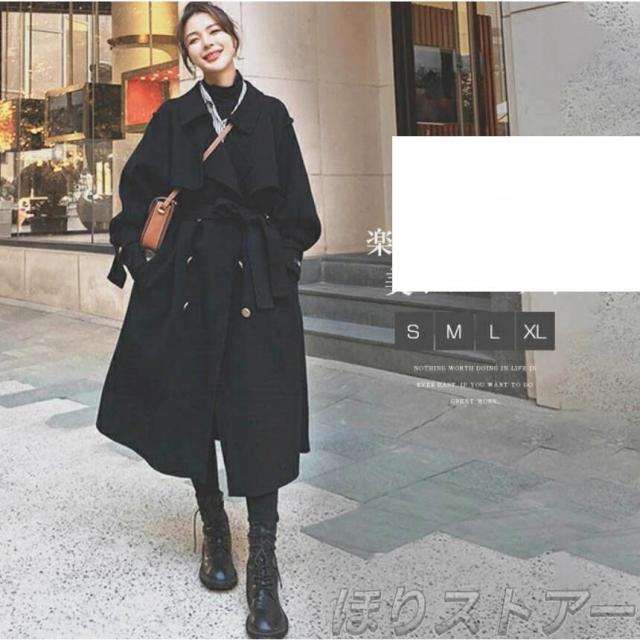 チェスターコート レディース コート 無地 ガウンコート ロングコート ゆったり ワイド 長袖コート ロングコート 体型カバー 秋 秋冬 冬 黒