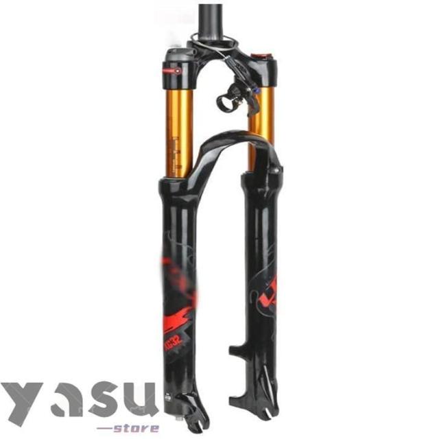 バイクフロントフォーク、26 /27.5インチ自転車サスペンションフォーク+バイクエアファットフォークショックアブソーバー、タイヤ自転車アクセサリー用アルミニ