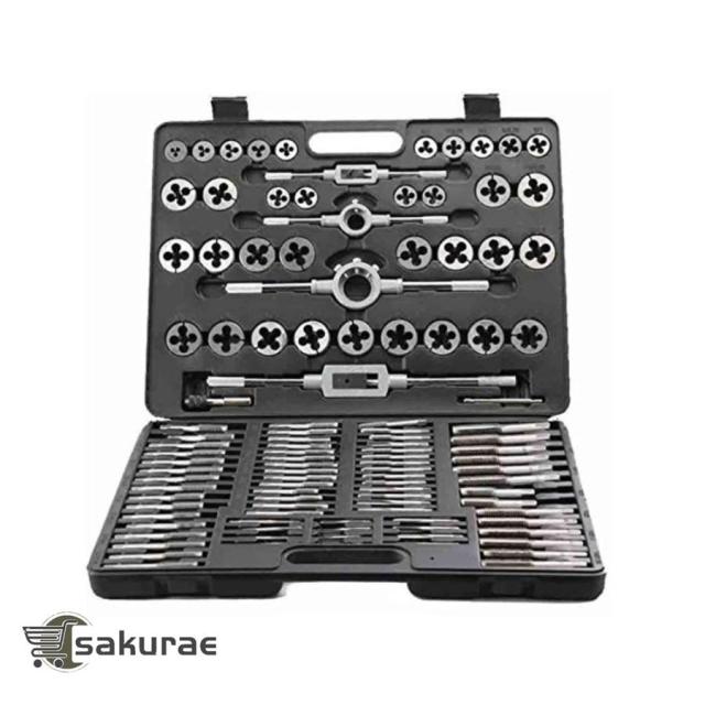 タップとダイセットプロタングステン鋼タップとダイスレッド切削工具精密メトリックボルトエンジニアリングタップとダイキット（110個）