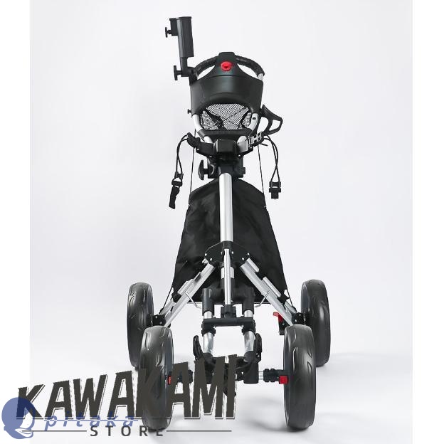 ゴルフプッシュカート ゴルフ用カート プッシュプルゴルフカート 4輪折りたたみ式ゴルフトロリー、ドリンクボトル付き開閉が簡単 アルミ合金製 練習収納手引きゴ