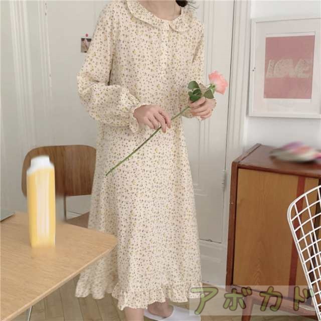 送料無料 ルームワンピース ネグリジェ パジャマ レディース 前開き 通気 保温 保湿 スキンタッチ 快適 柔らかい 肌に優しい 可愛い 春秋用