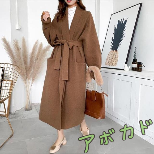 カーディガン レディース ロング丈 無地 アウター ニットソー オフィス カジュアル コート 着痩せ効果 大きいサイズ 2021秋冬新作