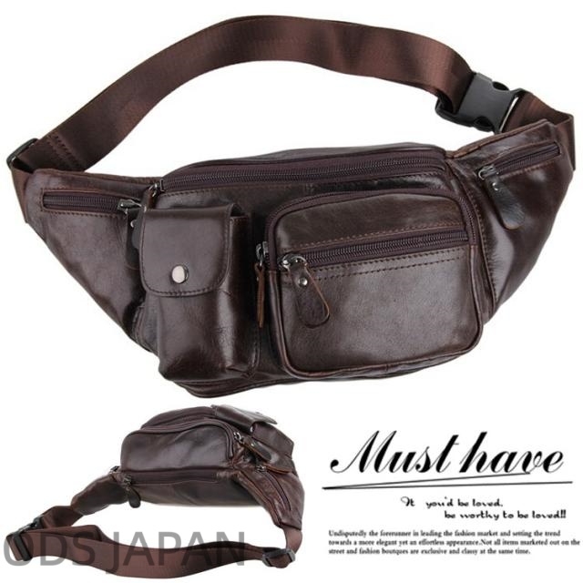 牛革 本革 メンズ本革ボディバッグ ヒップバッグ バッグ 小物 ウエストバッグ トラベルバッグ 革 旅行用bag パスポートケース コーヒー色