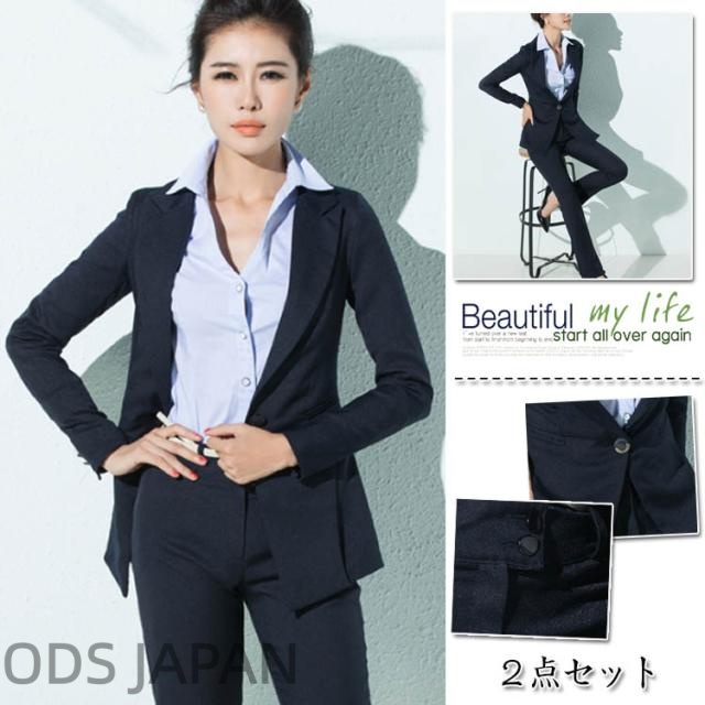 リクルートスーツ パンツスーツ レディース 大きいサイズ 入学式 入園式 卒園式 卒業式 事務服 通勤 スーツ レディース 2点セット ブラッ