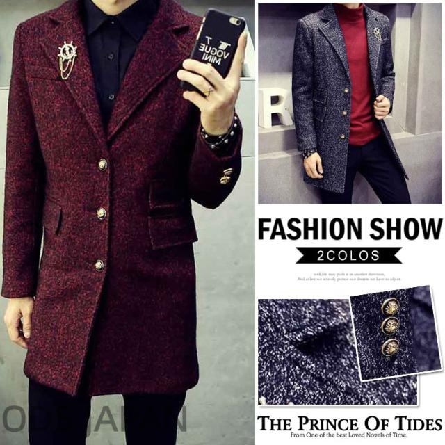 Pコート ロングコート 男性向け ピーコート チエスターコート ジャケット アウター シングル 秋冬物 無地 細身 スプリングコート