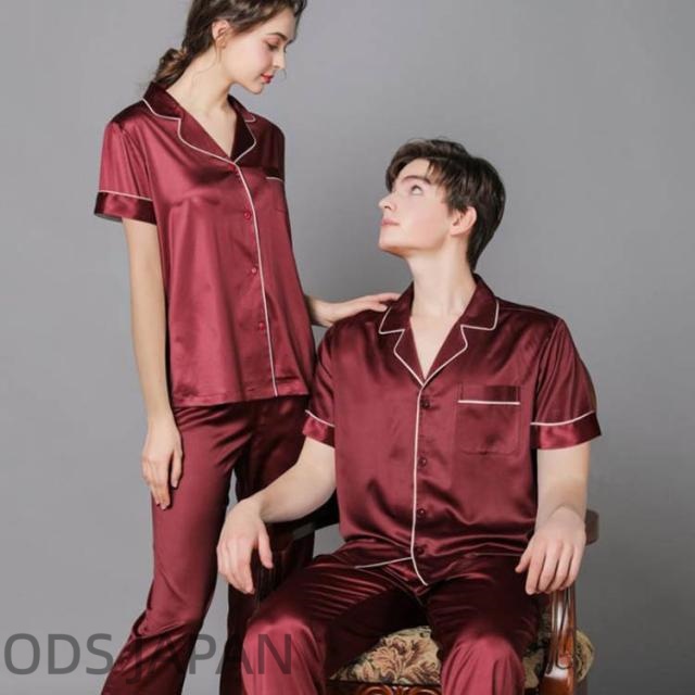 4色！パジャマ ペアパジャマ カップル 光沢 サテン ルームウェア 合成シルク ナイトウェア 寝間着 ギフト 結婚祝い 結婚記念日 ギフト プリンセス 単品売り