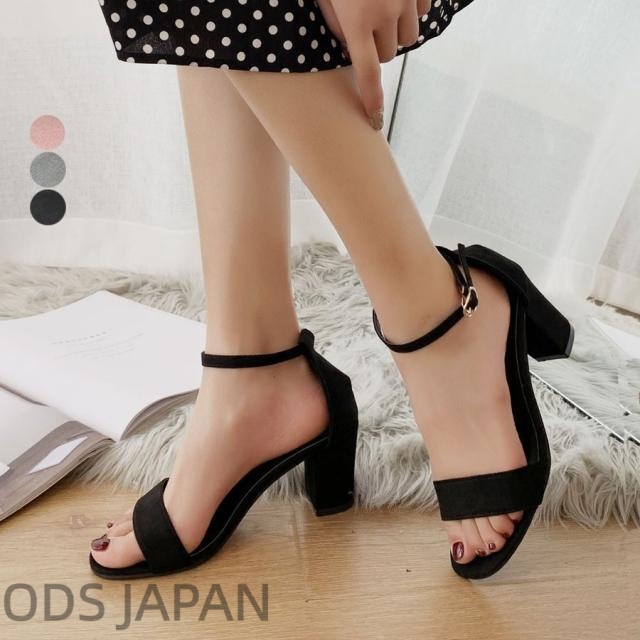 サンダル レディース 靴 太ヒール パンプス スエード ハイヒール ストラップ 春夏 歩きやすい