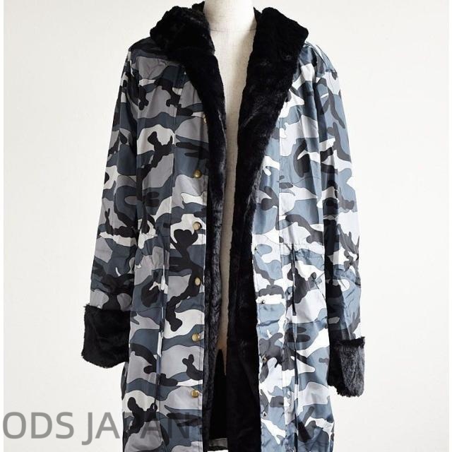 モッズコートミリタリージャケットスワローテールフェイクファー付きフード付きレディースアウター迷彩柄カモフラージュ防寒秋冬