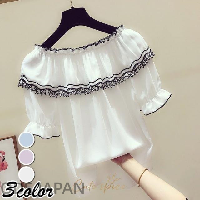 ブラウス レディース 40代 春夏 オシャレブラウス 白シフォンブラウス パフスリーブブラウス 半袖トップス おしゃれ 上品 通勤 OL ゆったりtシャツ 30代50代
