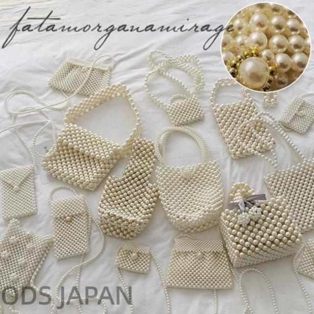 パール チェンショルダーバッグプリンバッグ ミニサイズ 肩紐バッグ 二次会 サテン ビジュー パール プリーツ ラインストーン ハンドバック チェーン付き 2WAY