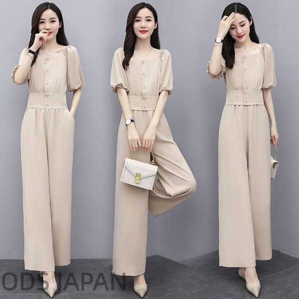 セットアップ レディース 夏 40代 コーデ カジュアル トップス ブラウス シャツ 無地 ガウチョパンツ 大きいサイズ 韓国風 おしゃれ 着痩せ 通勤 上品 OL 新品