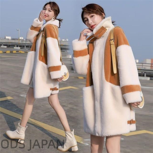 ファーコート ミンクカシミアコート カシミヤ配色 レディース冬40代 新品エコファーコートミンクカシミア 毛皮コート ロング モコモコ 暖かいアウター韓国風