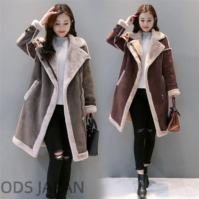 ラシャコート コート ジャケット レデイース 秋冬 オシャレ 韓国風 シカ皮 毛皮 きれいめ 長袖コート 切り替えロング丈コート カジュアルウエア 上品 着痩せ