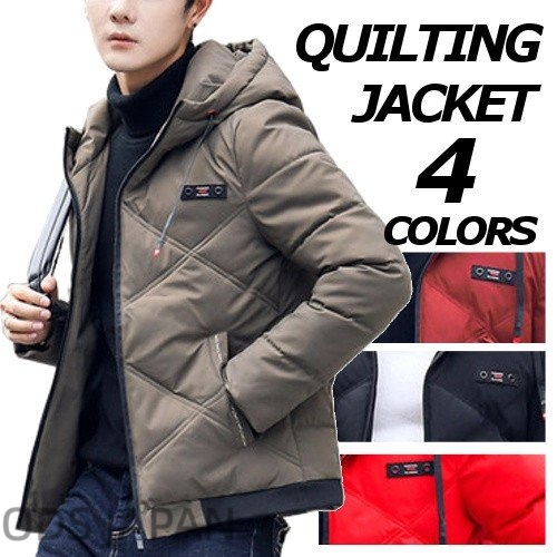キルティングジャケット メンズ おしゃれ 中綿ジャケット 無地 フード付 パーカー ブルゾン ミリタリー ジャケット アウター 厚手 防寒 大きいサイズ