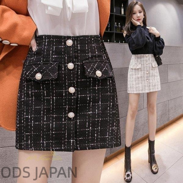 Aラインスカート チェック柄 レディース ミニスカート ボトムス ファッション シンプル ハイウエスト ガーリー 可愛い 通勤 オフィス 秋冬コーデ ショート丈