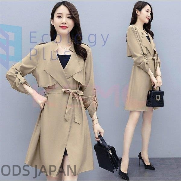 トレンチコート レディース 秋 長袖 スプリングコート ライトアウター ジャケット コート カジュアル 大きいサイズ きれいめ 通勤 OL オフィス 無地 30代 40代