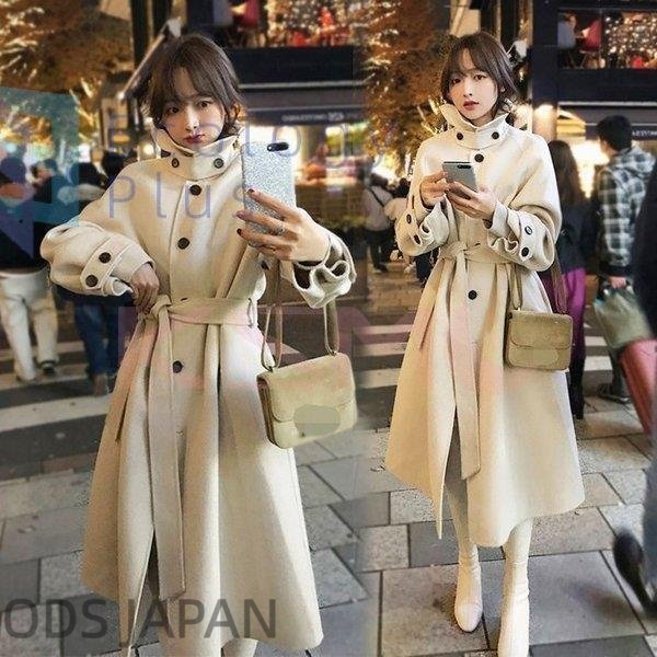 レディース ステンカラートレンチコート らしゃ ウール スプリングコート トレンチコート ダブル ロング丈 高品質 コート 通勤 アウター ロング丈レディース