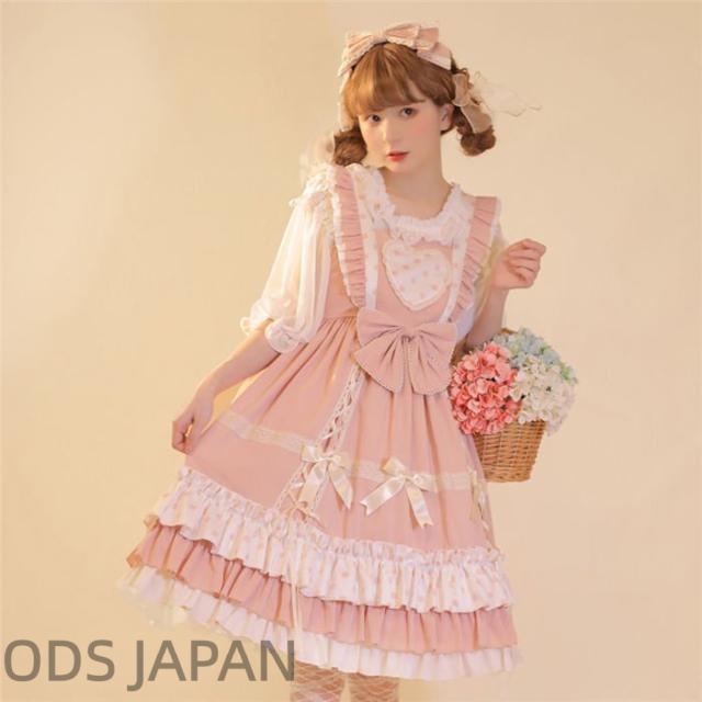 Lolitaワンピース レディース セットアップ ノースリーブ 少女 お姫様 インナー レース 蝶結び付き エプロン 膝丈 夢かわいい Lolitaワンピース レディース セットアップ ノースリーブ 少女 お姫様