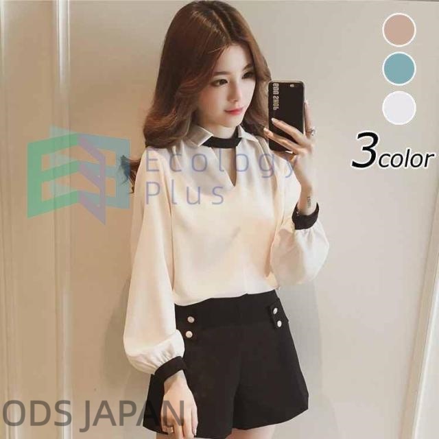 ブラウス レディース 春夏 シフォン ブラウス 大きいサイズ 長袖 オフィス シャツ 韓国風トップス Vネック 上品 シャツ きれいめ 通勤 着痩せ 3色
