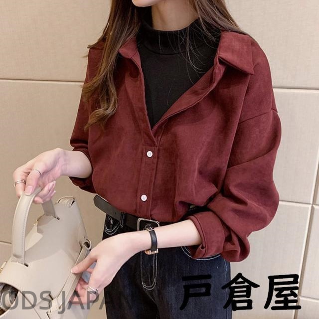 シャツブラウス レディース レイヤード風 カジュアル 長袖プルオーバー 着やせ 切り替えシャツ