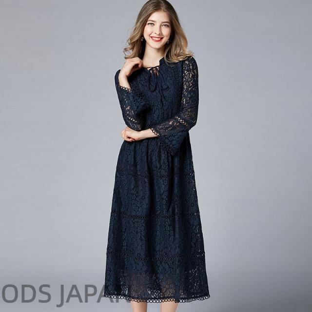ワンピース パーティードレス 結婚式 袖あり フォーマルドレス レースドレス ロング 大きいサイズ 服装 大人 きれいめ オフィス カジュアル 上品 40代 30代 50代