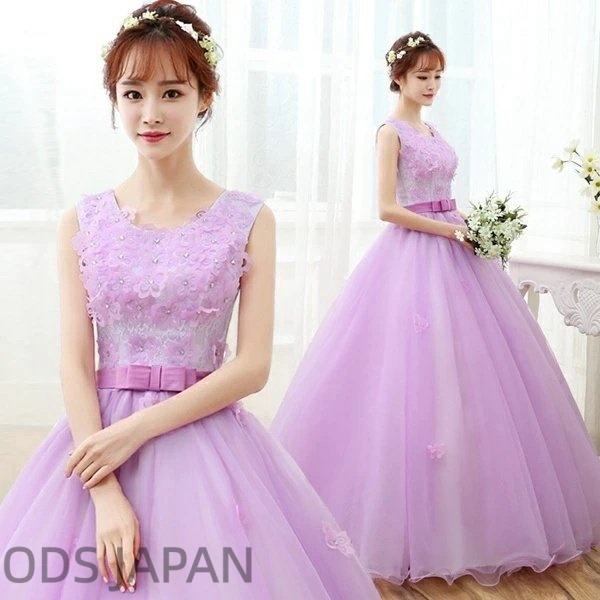 カラードレス 花嫁 二次会 演奏会 レース刺繍 編み上げ ベアトップ ウェディングドレス・花嫁ドレス・パーティードレス・結婚式・二次会・発表会