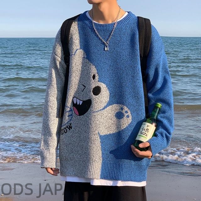 ニットセーター メンズ 長袖セーター クルーネック トップス ゆったり 防寒 暖かい カジュアル 大きいサイズ 男性用 ファッション 20代30代40代 秋冬