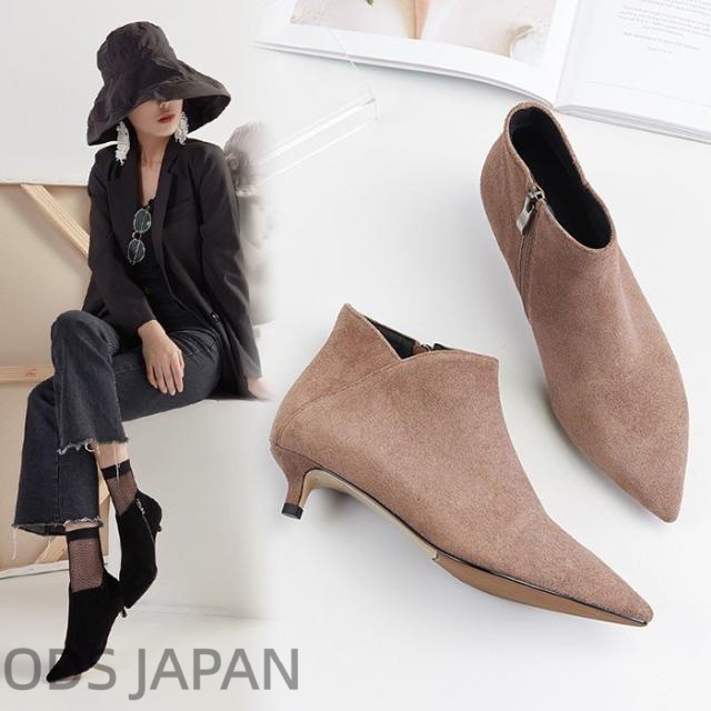 ショートブーツ レディース ローヒール 厚底 シューズ 靴 無地 カジュアルシューズ 美脚 歩きやすい 2018年秋冬新作