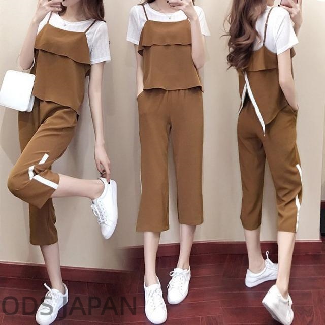 セットアップ レディース 春夏 スウェットセット スポーツウェア 2点セット 半袖Tシャツ 七分丈ワイドパンツ 大きいサイズ セットアップ 部屋着 カジュアル
