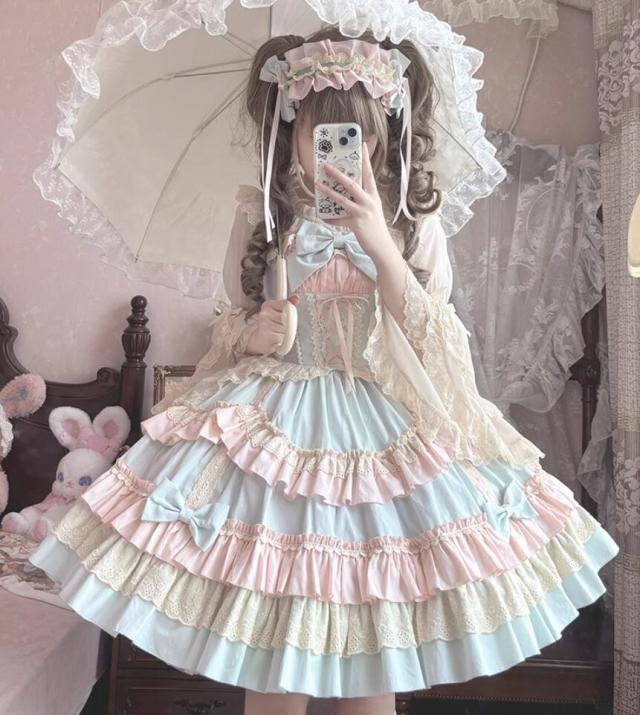 LOLITA ロリータ メイド服 ワンピースJSK OP ゴスロリ コスプレ コスチューム 文化祭 学園祭 衣装 仮装 おすすめ 可愛い 日常写真舞台花嫁洋服ハロウィーン人形 ハロウィン