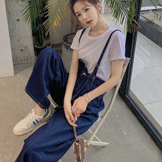 サロペット オーバーオール デニム アシンメトリー レディース 大人 大きいサイズ 春 夏 半袖 カジュアル おしゃれ かわいい 個性的 ワイド パンツ ガウチョパンツ ジーンズ Gパン 肩紐 ロング